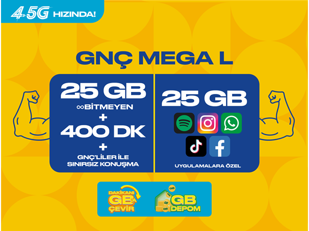 50 GB GNÇ Mega L | GNÇ | Paket Detay | Kuzey Kıbrıs Turkcell