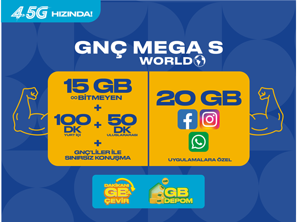35 GB GNÇ Mega World S | GNÇ | Paket Detay | Kuzey Kıbrıs Turkcell