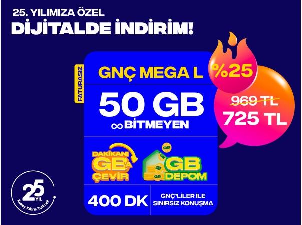 50 GB GNÇ Mega L - İndirimli! | GNÇ | Paket Detay | Kuzey Kıbrıs Turkcell